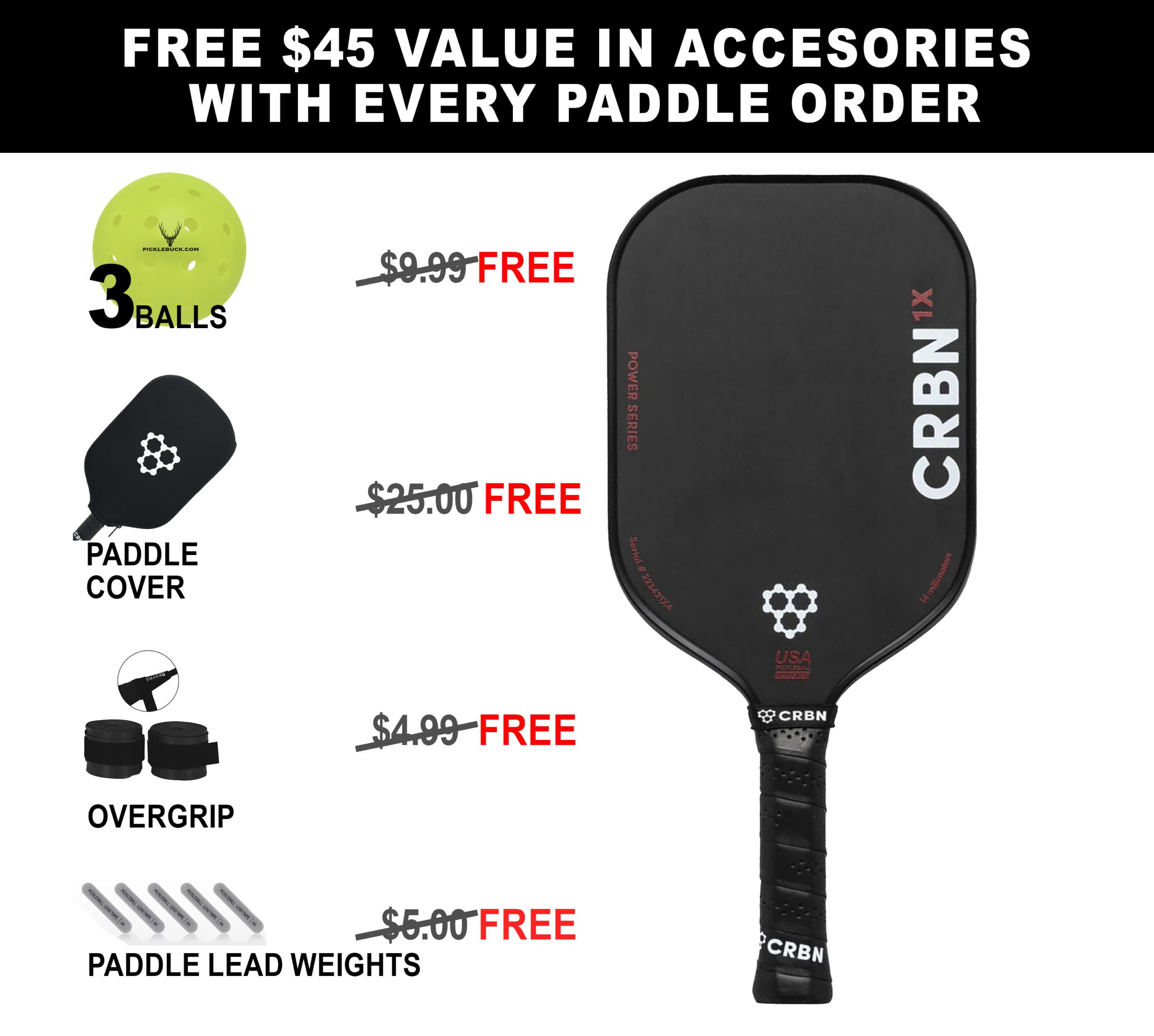 CRBN 1X Power Series (Elongated Paddle) – Picklebuck